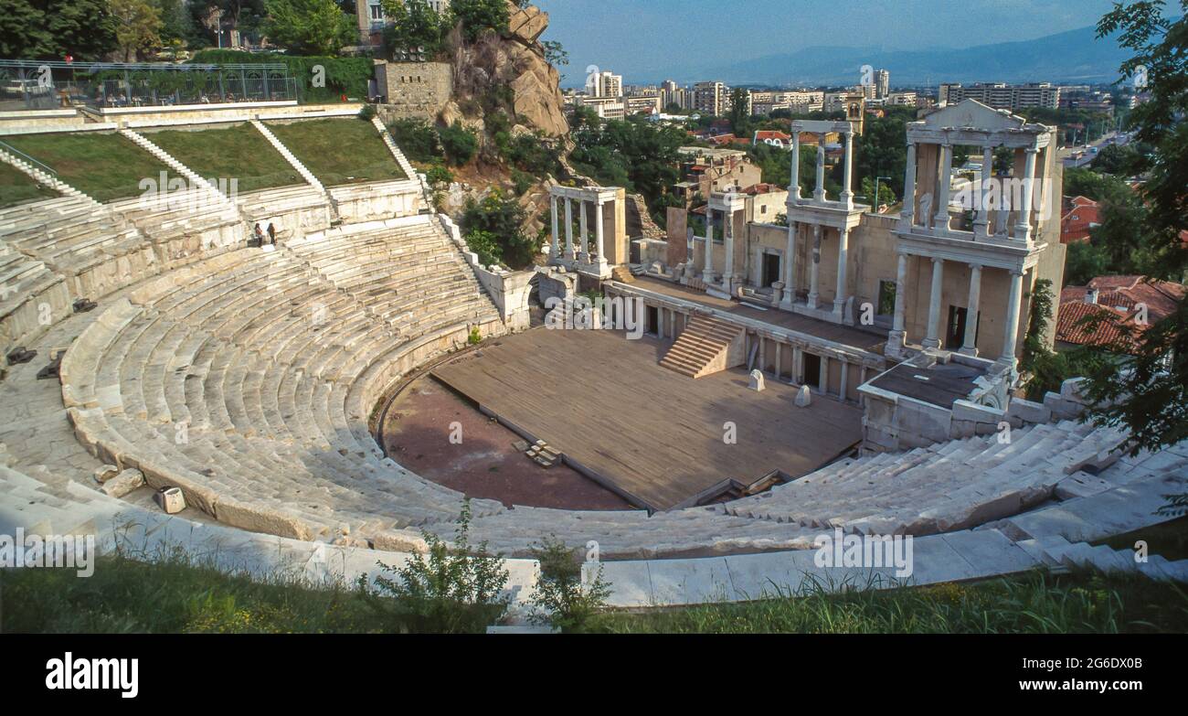 PLOVDIV, BULGARIA - Second century Roman amphitheatre ruins Stock Photo ...
