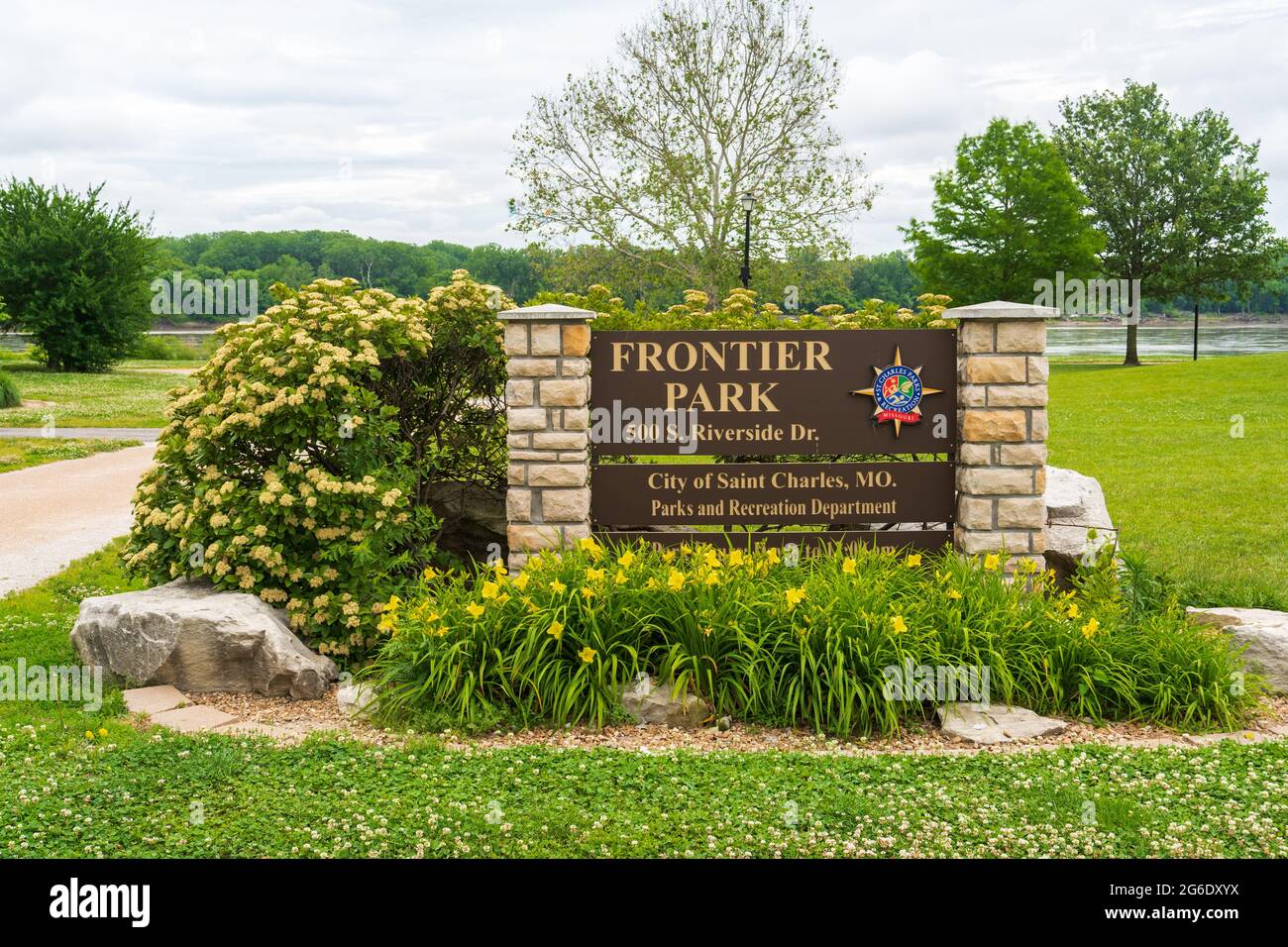 St Charles, MO - June 8, 2021: Frontier Park along the Missouri River ...