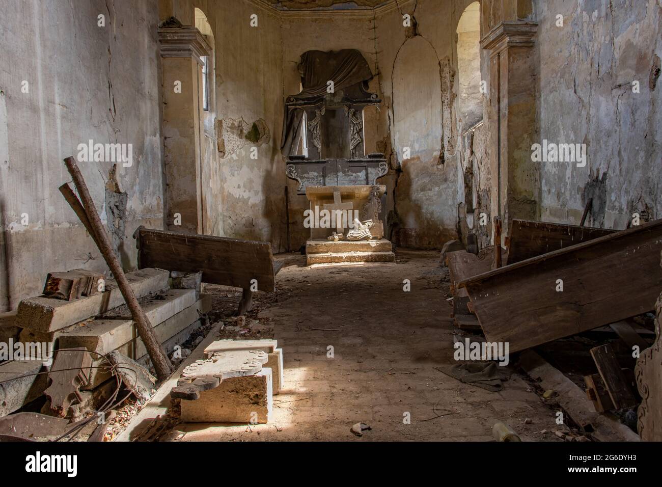 The interior of an old damaged church Stock Photo - Alamy