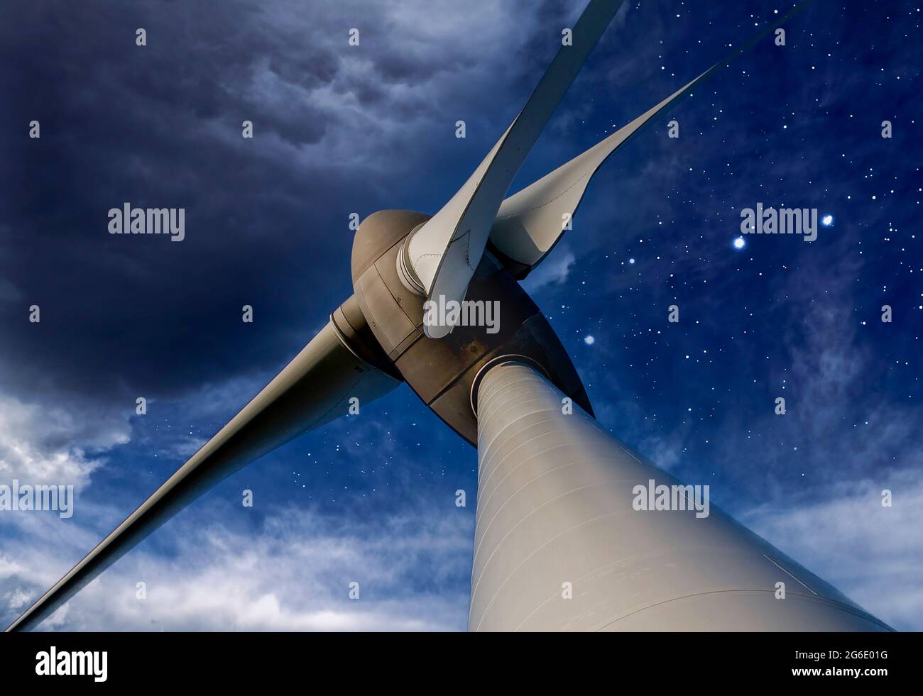 Composite image of a wind turbine and a starry night Stock Photo - Alamy