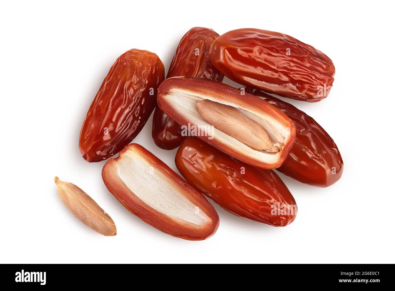 Dates isolated on white background with clipping path. Top view. Flat ...