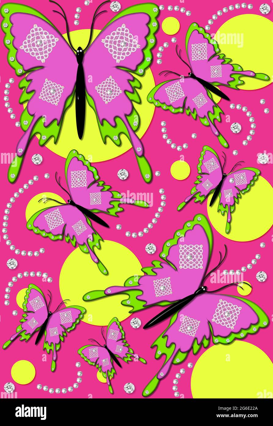 Wallpaper Butterfly Pink 3d