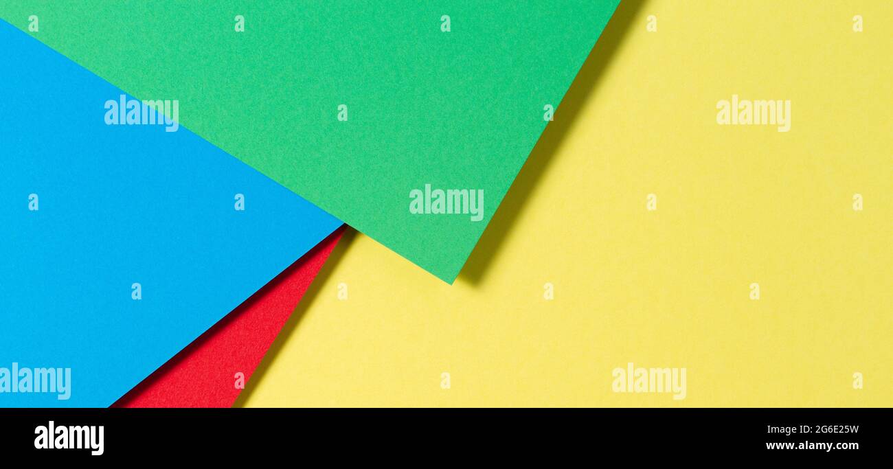Abstract color papers geometry flat lay composition banner background ...