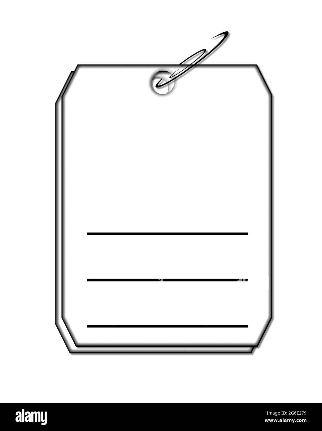 Graphic illustration shows two tags clipped together with paper clip ...