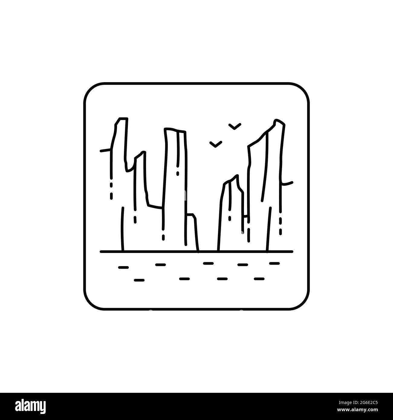 Canyon Color Line Icon Isolated Vector Element Outline Pictogram For Web Page Mobile App