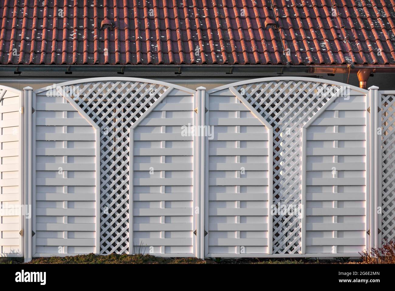 Privacy screen in front of a terrace, Bavaria, Germany Stock Photo - Alamy