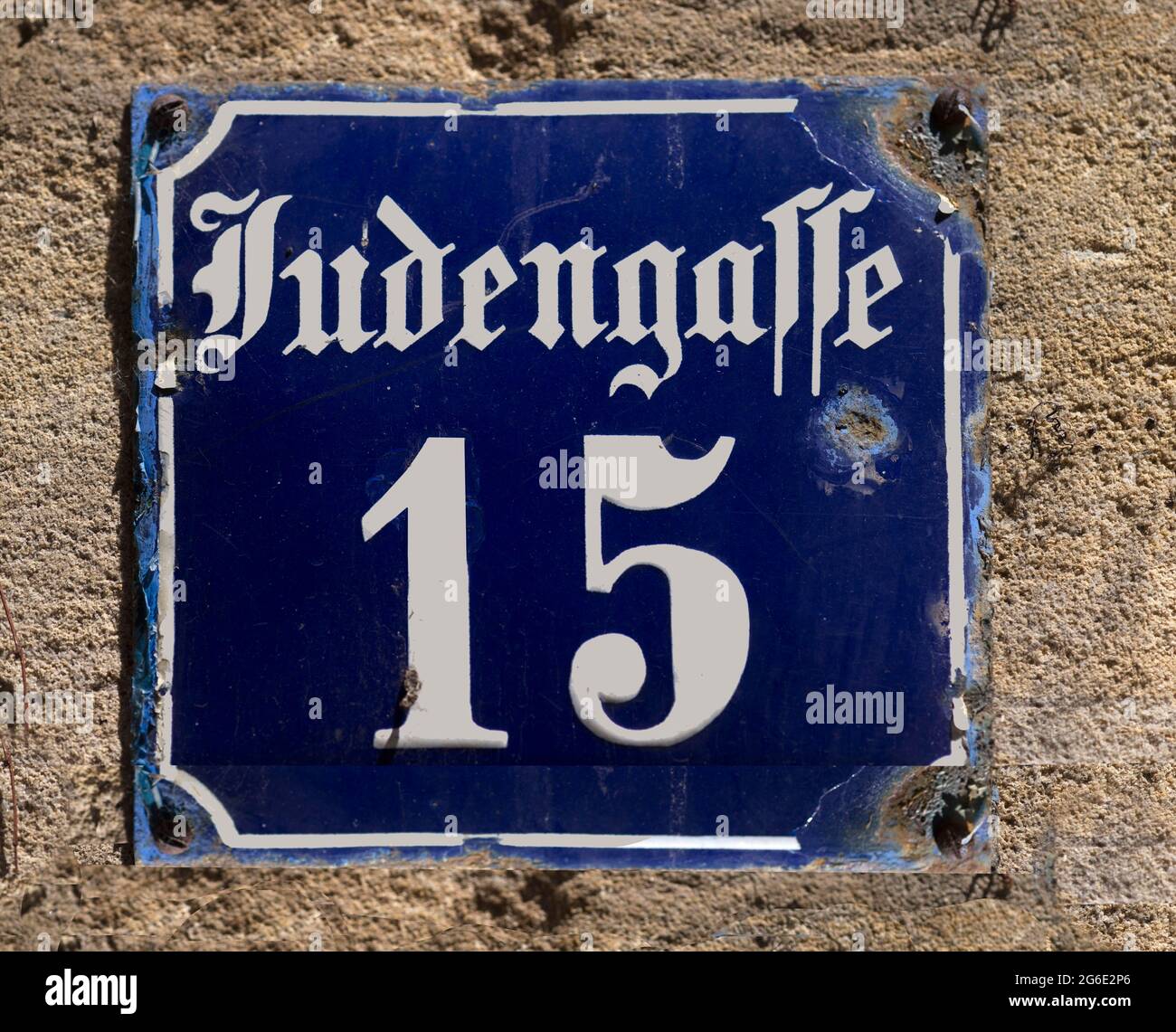 Old house number sign of the Judengasse, Bamberg, Upper Franconia ...