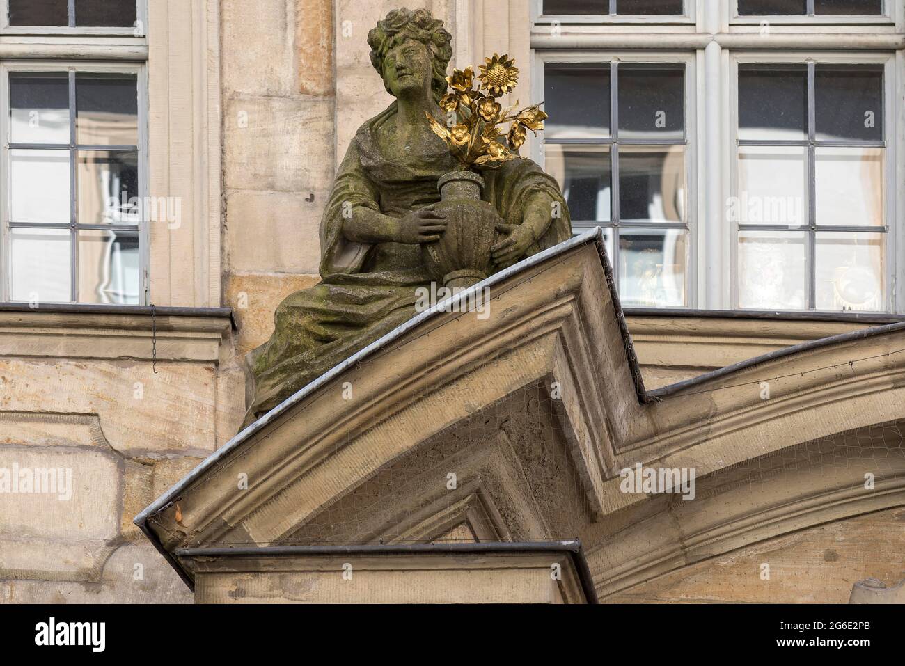 Sculpture of the spring goddess Flora above the entrance portal of the ...