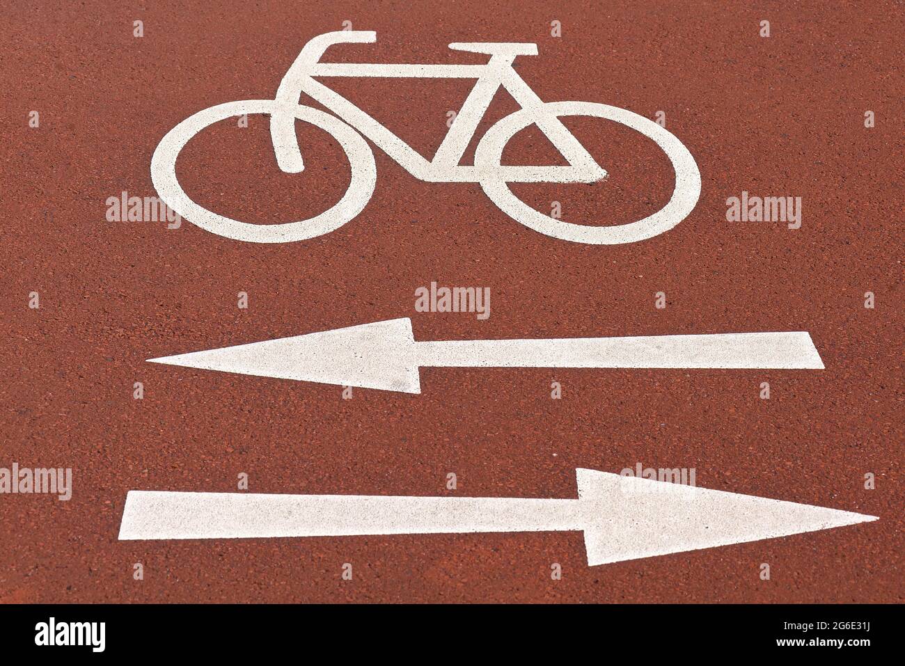 Red bike path with markings, Bavaria, Germany Stock Photo - Alamy