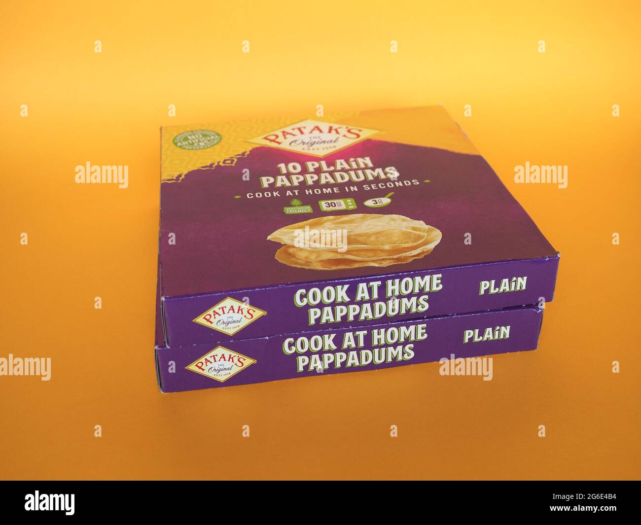 LONDON, UK - CIRCA JUNE 2021: Packet of Patak's cook at home pappadums ...