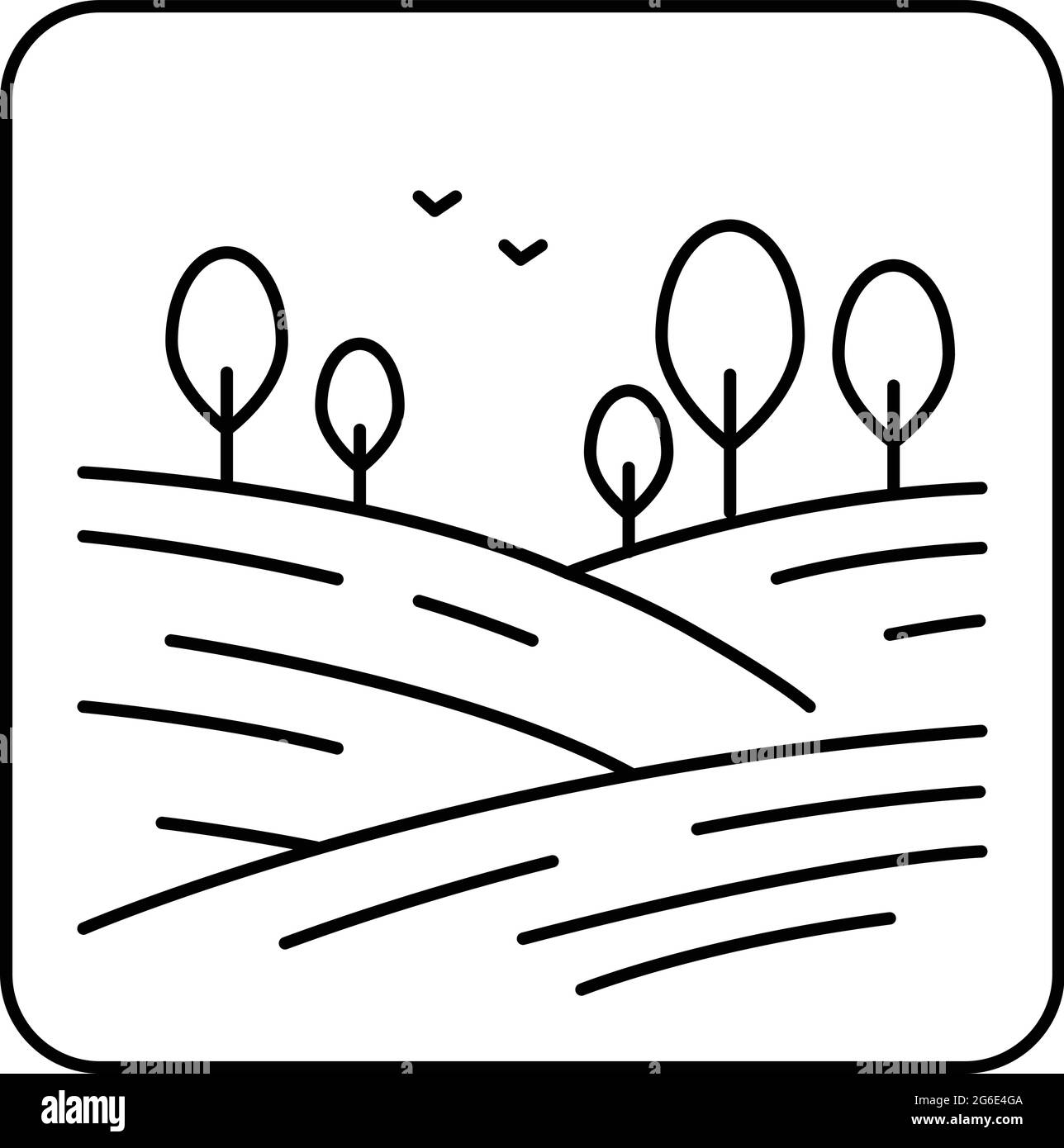 Meadow color line icon. Isolated vector element. Outline pictogram for ...