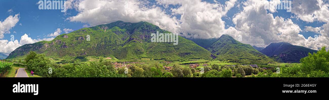 Panorama Adige Valley and Adige Cycle Path, Santa Lucia, Trentino-Alto ...