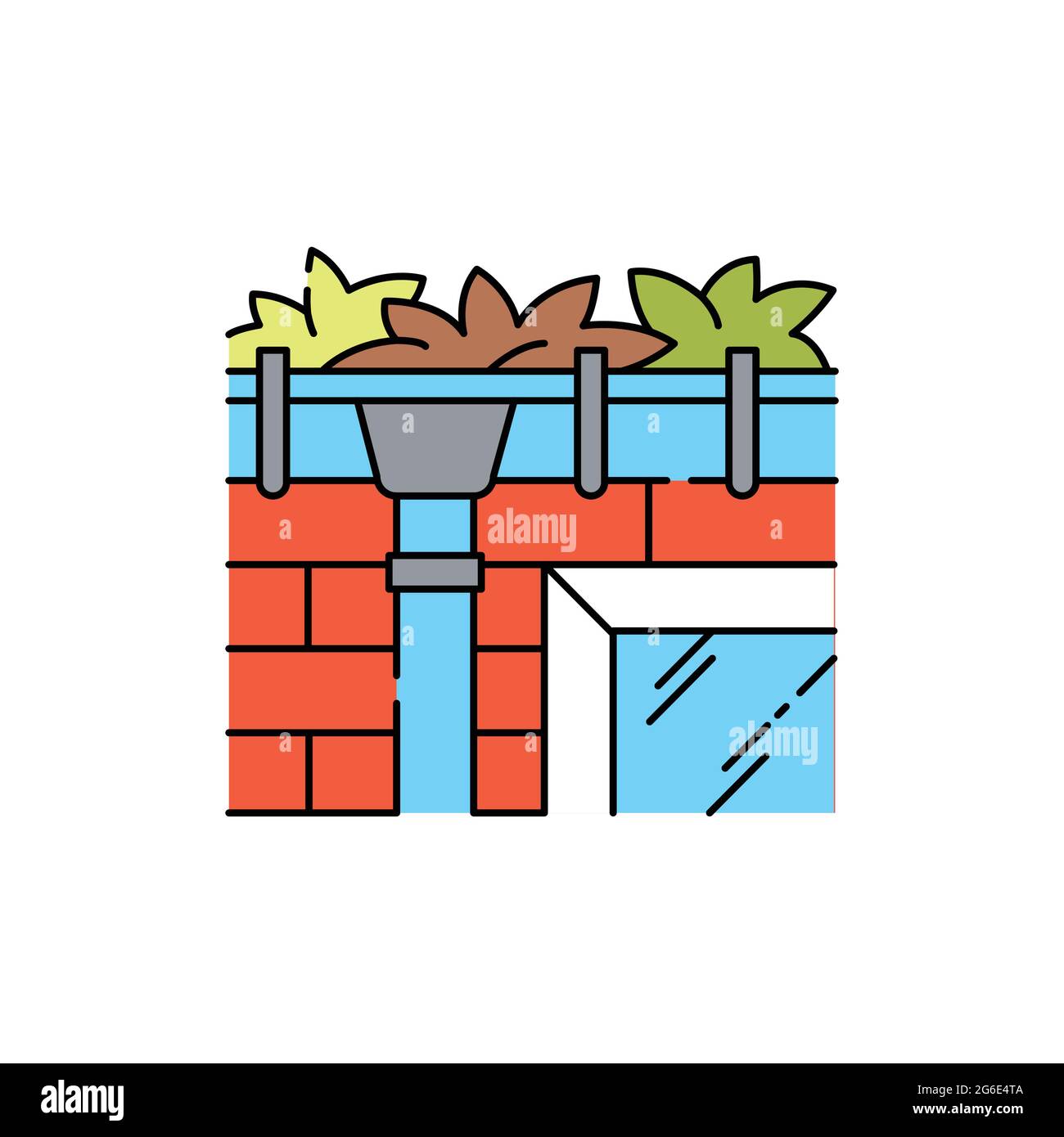 Gutter clearance olor line icon. Garden service. Pictogram for web page ...