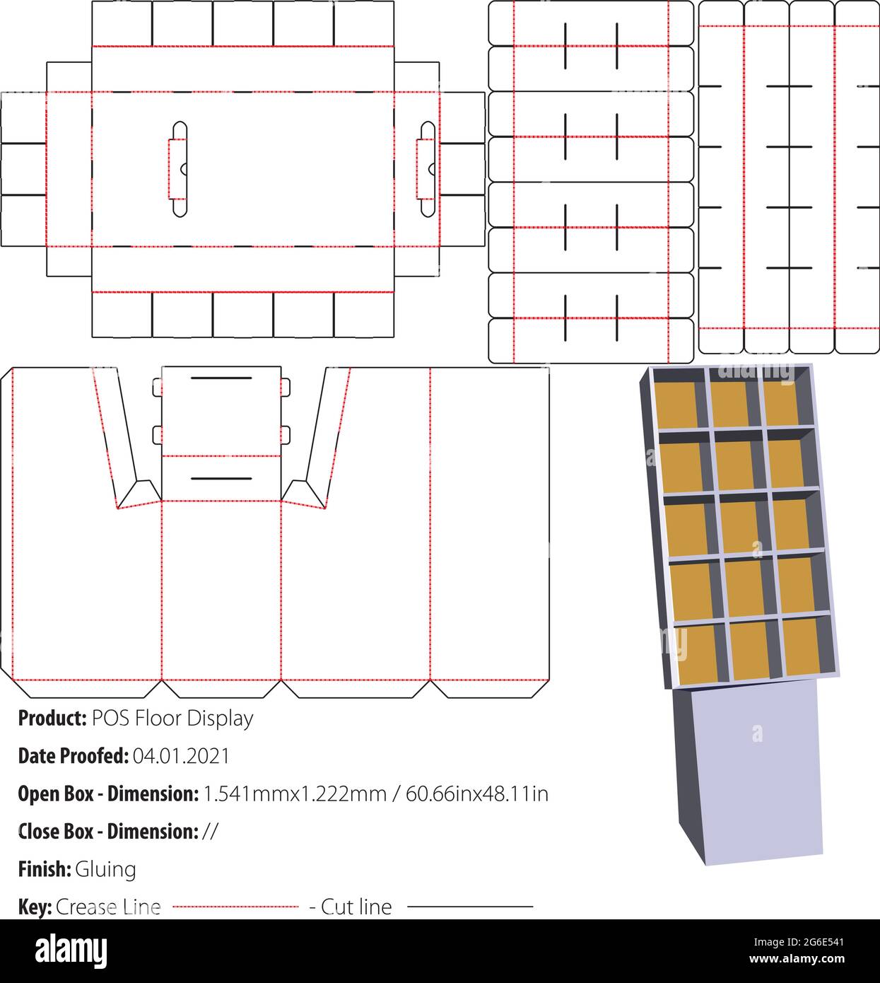 Point of sale floor display packaging design template selffold die cut ...