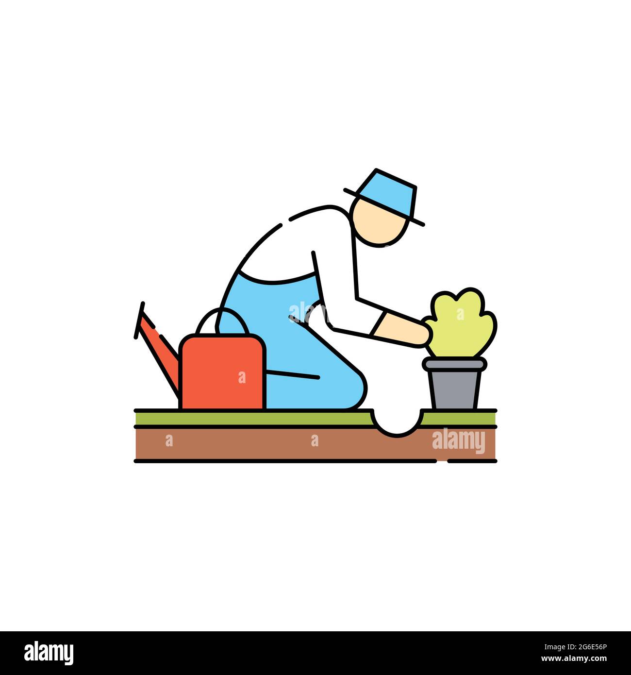 Planting olor line icon. Garden service. Pictogram for web page, mobile ...
