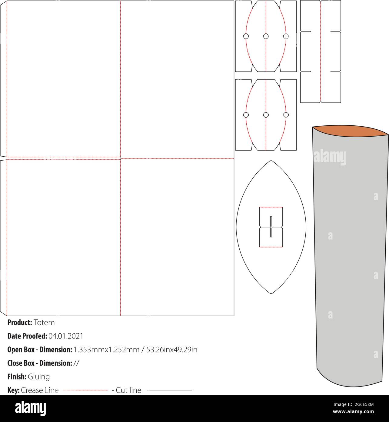 Totem POS Floor Display packaging design template gluing die cut ...
