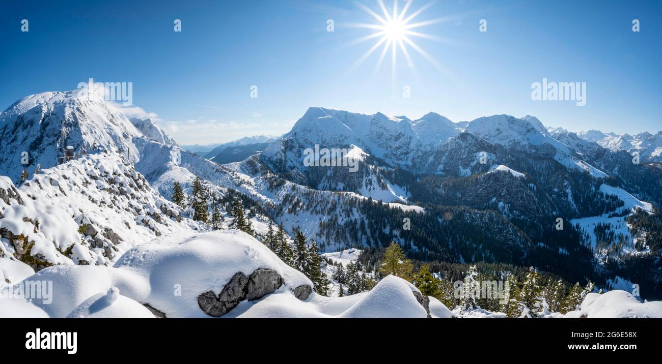 View from Jenner to Lafeldkopf, Fagstein, Berchtesgadener Alpen ...