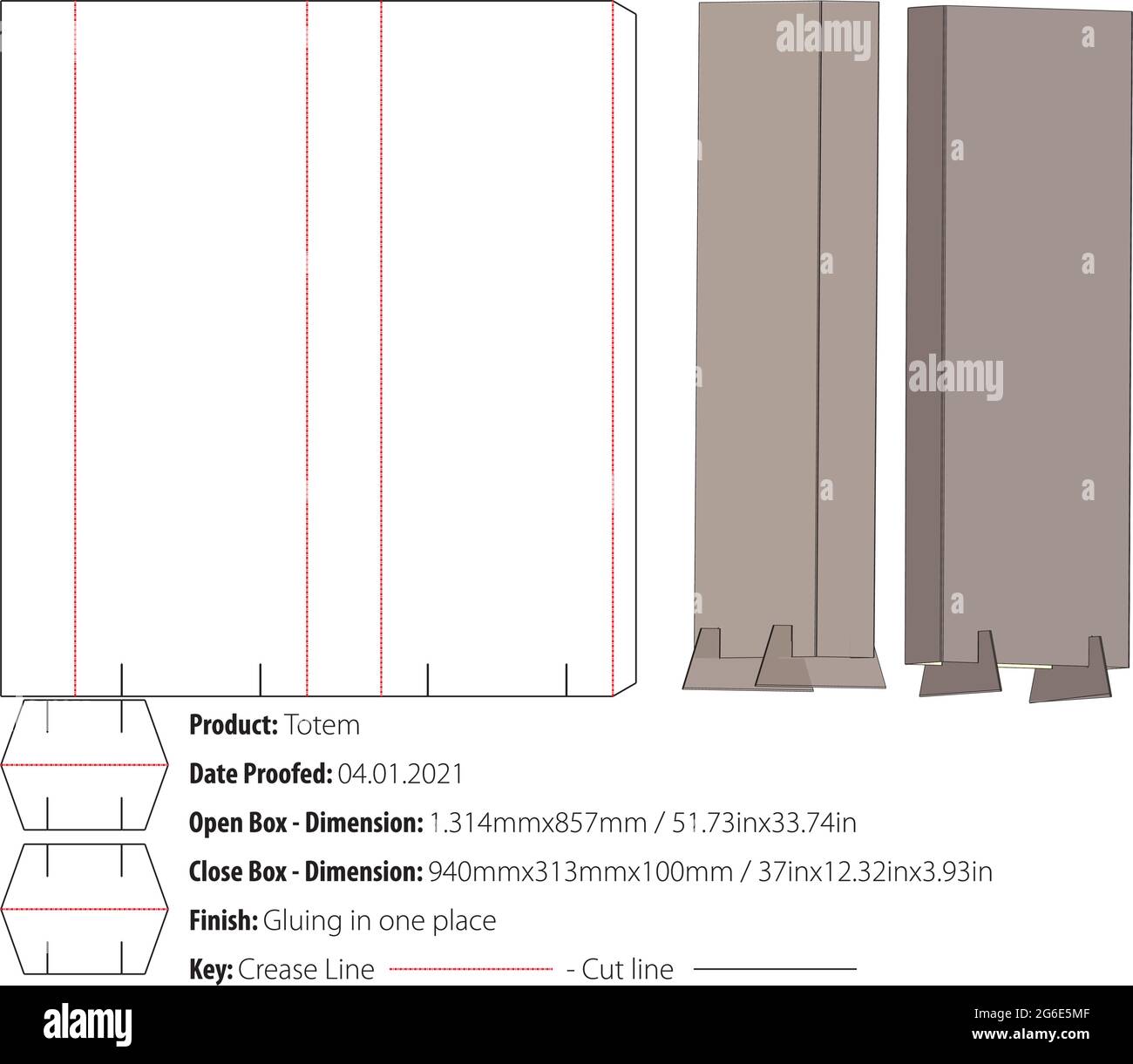 Totem POS Floor Display packaging design template gluing die cut ...