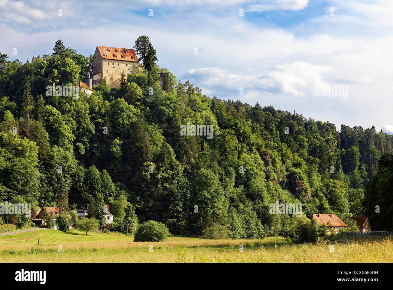 Castle Rabeneck, former high medieval noble castle at the valley of the ...
