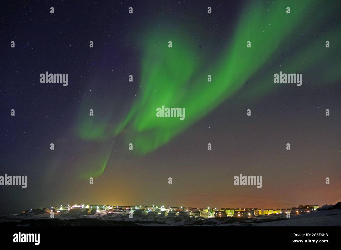Northern Lights over Nuuk, Capital, Greenland, Denmark Stock Photo - Alamy