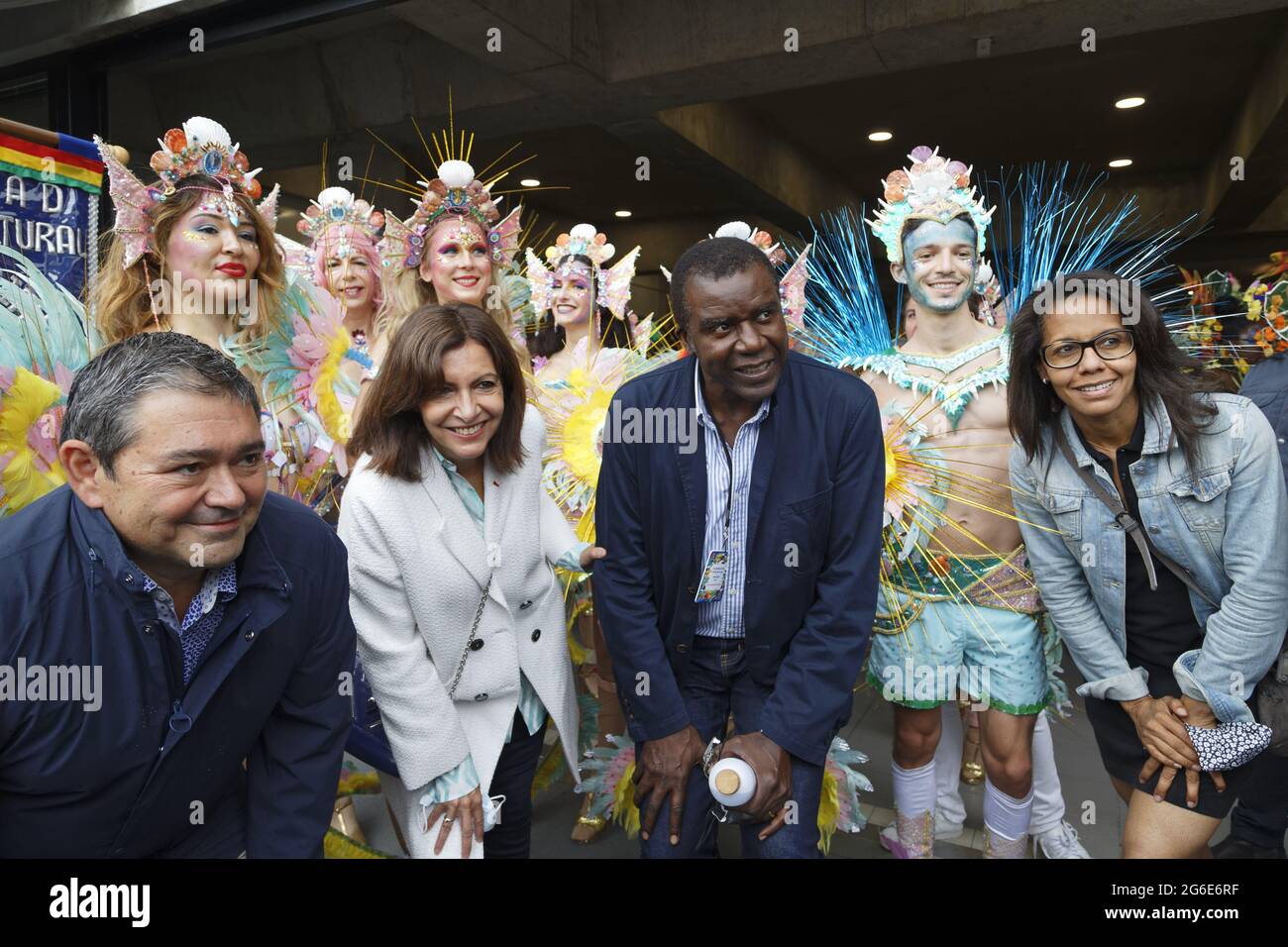 Paris, France. 4th July, 2021. Anne Hidalgo and Audrey Pulvar attend ...