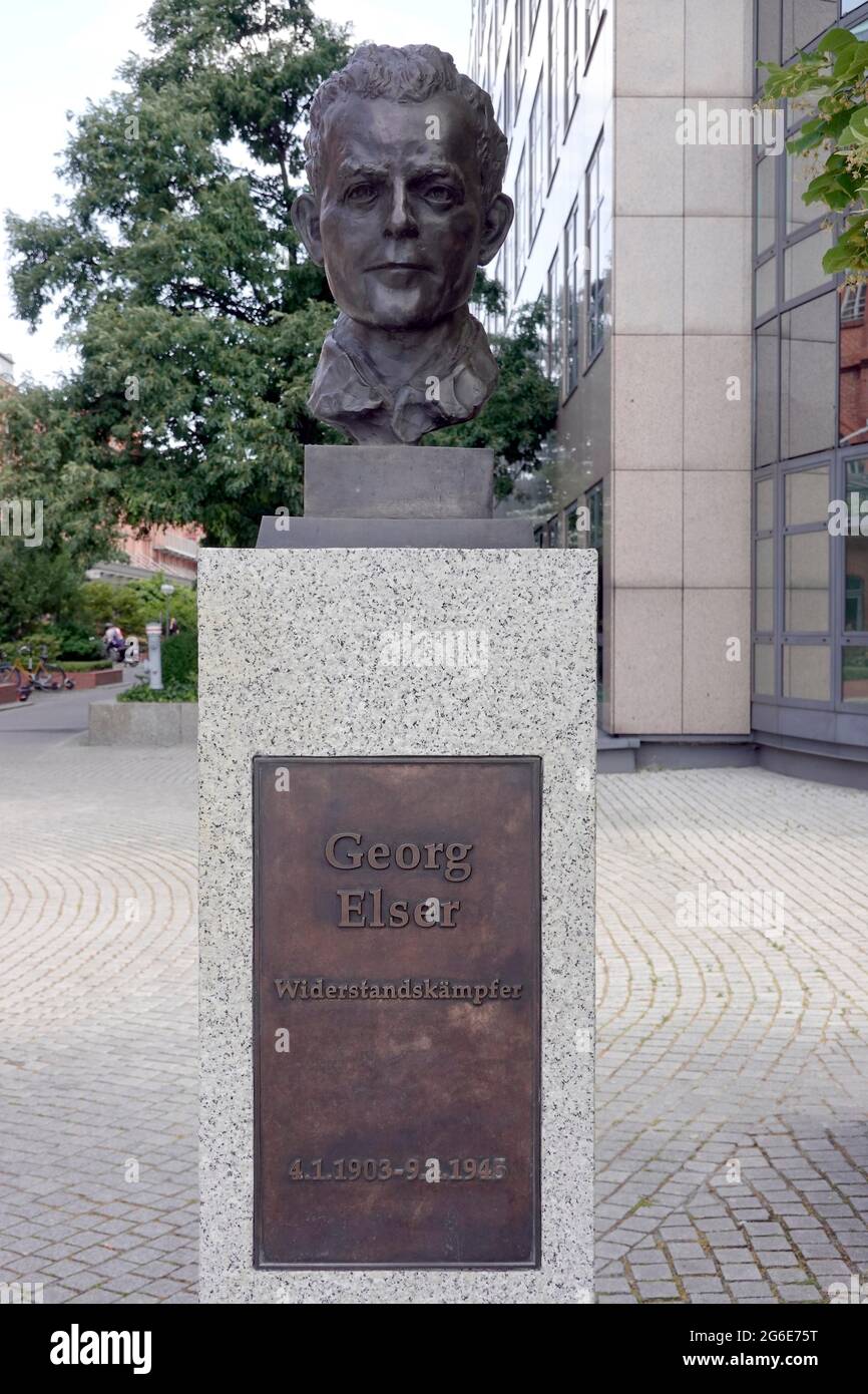 Monument, bust, Georg Elser, resistance fighter, Street of Remembrance ...