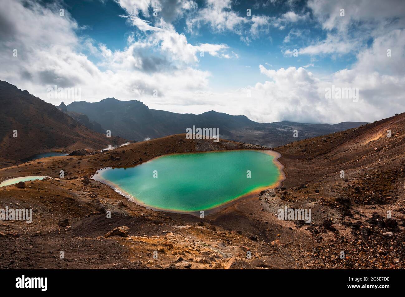Volcanic lake, Tongariro National Park, Ruapehu District, North Island ...