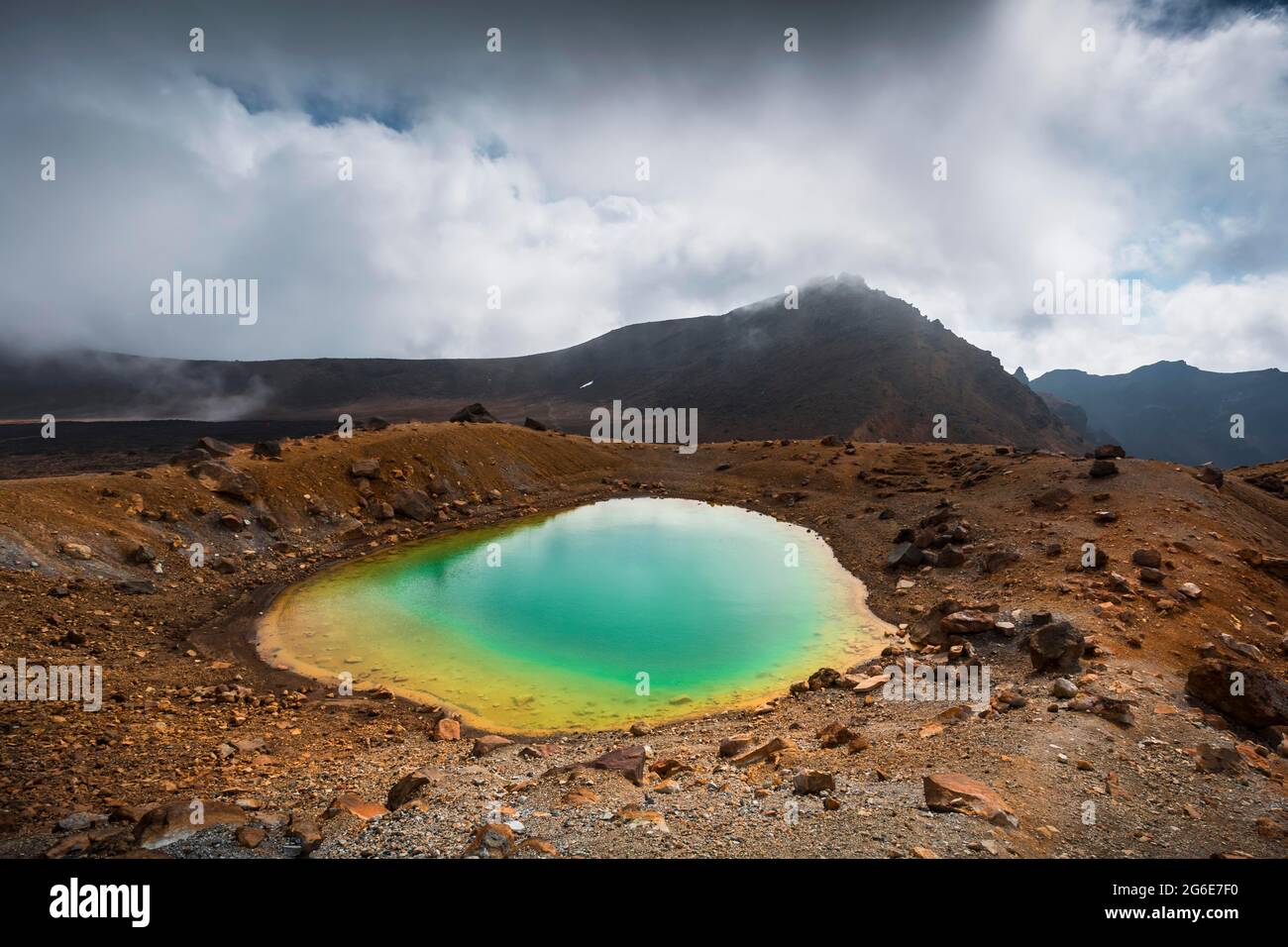 Volcanic lake, Tongariro National Park, Ruapehu District, North Island ...