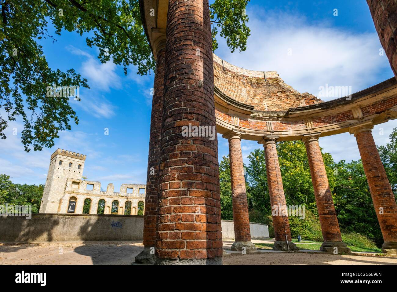 Norman tower, ruined wall and monopteros on the Ruinenberg, Potsdam ...