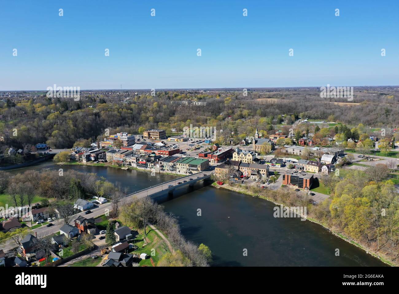 An aerial view of the downtown of Paris, Ontario, Canada Stock Photo ...