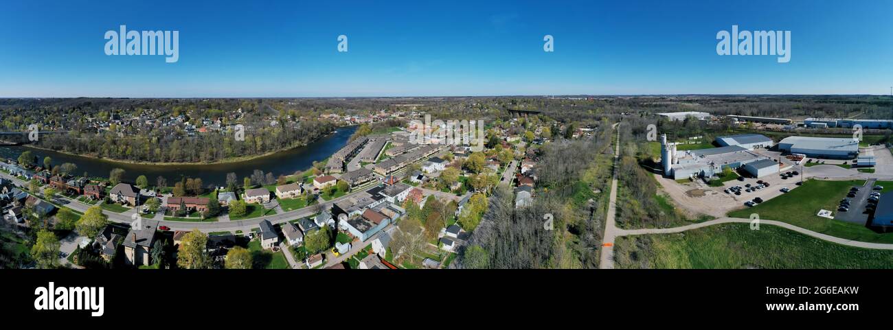 An aerial panorama of Paris, Ontario, Canada downtown Stock Photo - Alamy