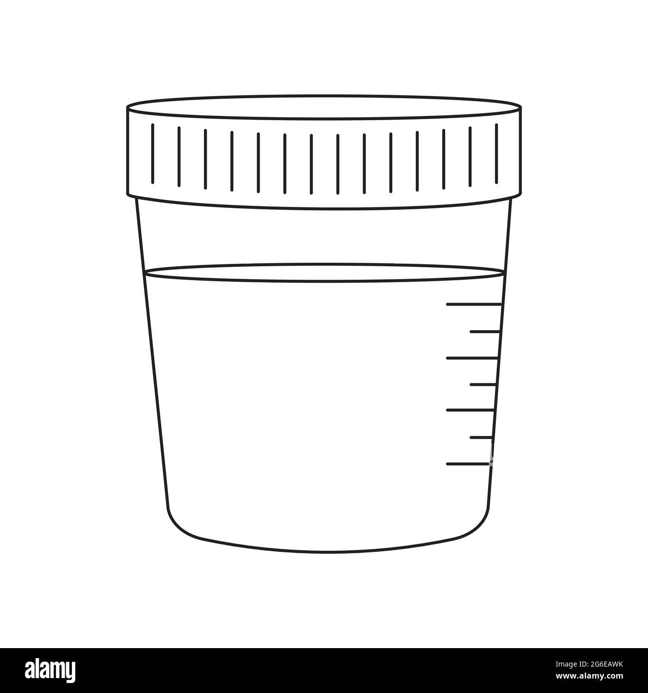 Urinalysis outline icon. Urine sample in plastic container. Laboratory ...