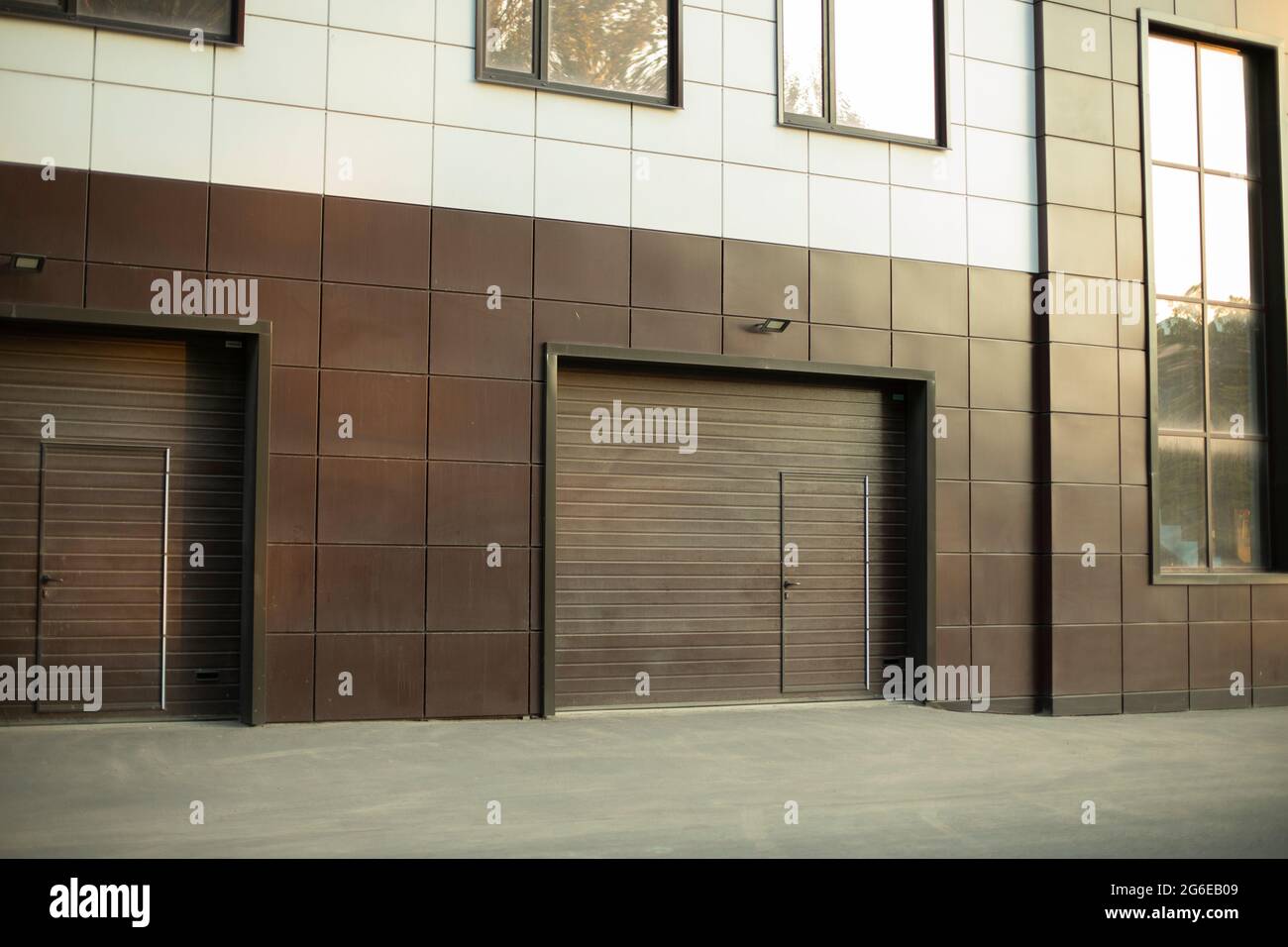 Entrance to the underground garage. The gate to the garage in the ...