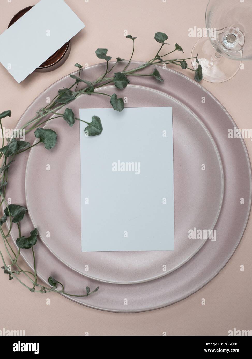 Table place and menu mockup. Wedding and Birthday table setting with ...