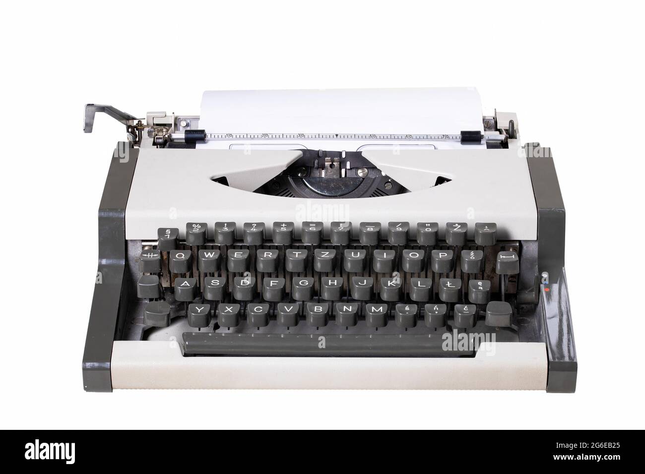 Traditional typewriter on sheets of paper. Accessories used by writers ...
