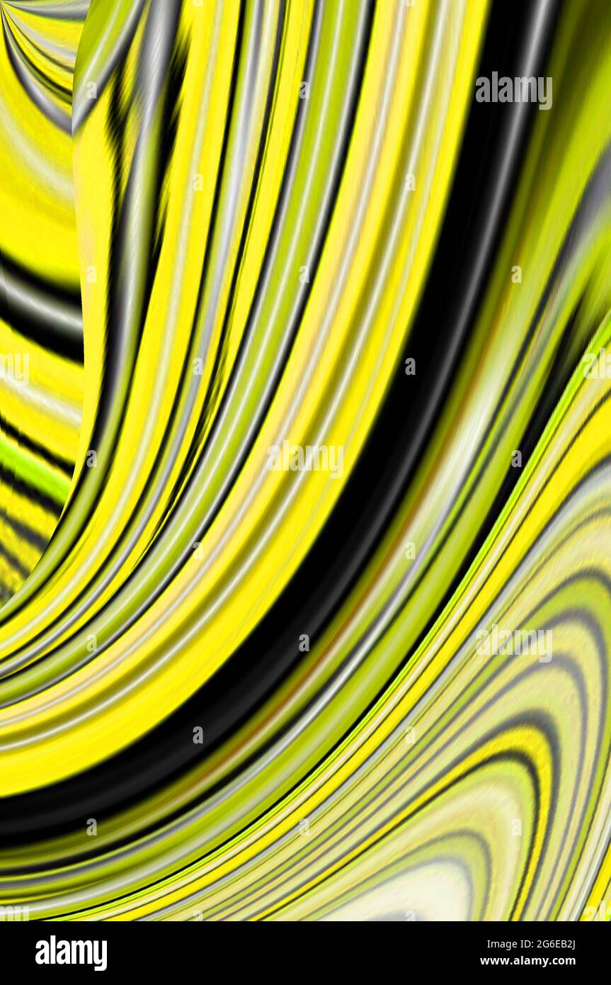 Yellow swirls bend and twirl in different directions in glowing lines ...