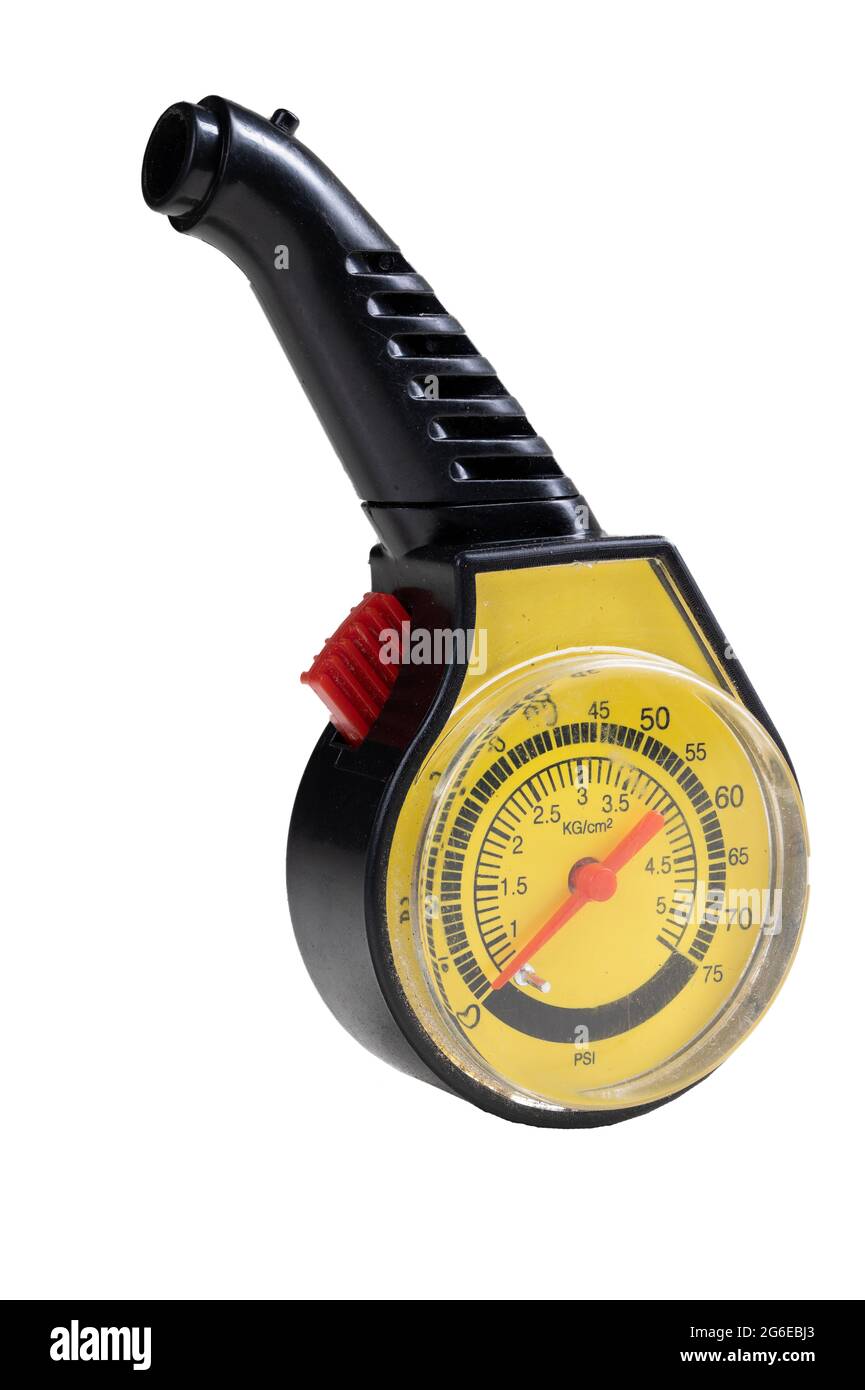 A gauge for measuring the pressure in the wheels of a car. Tools used ...