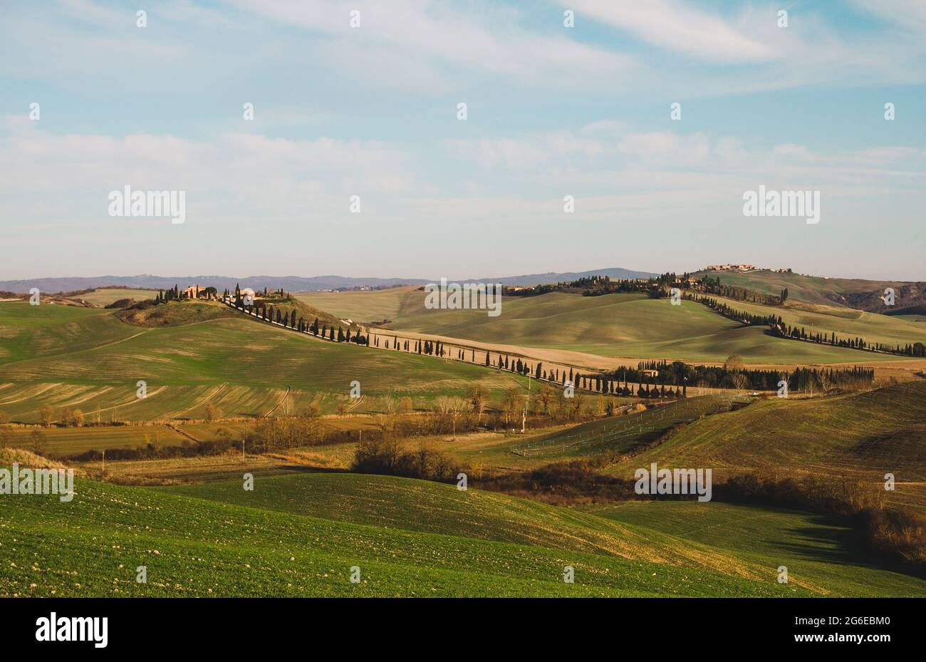 The Toscana with green fields during spring season Stock Photo - Alamy