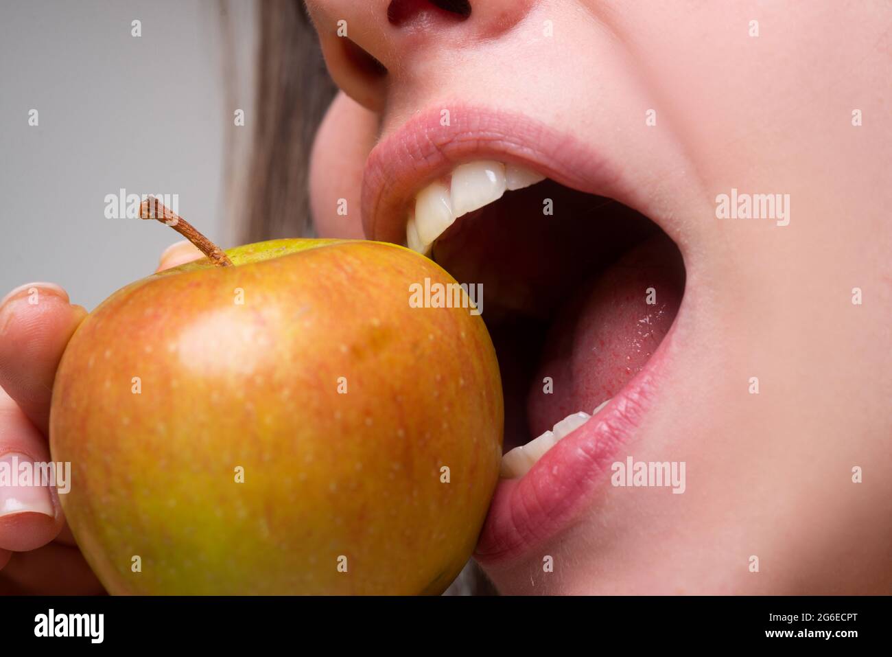 Woman biting lip lips hi-res stock photography and images - Alamy