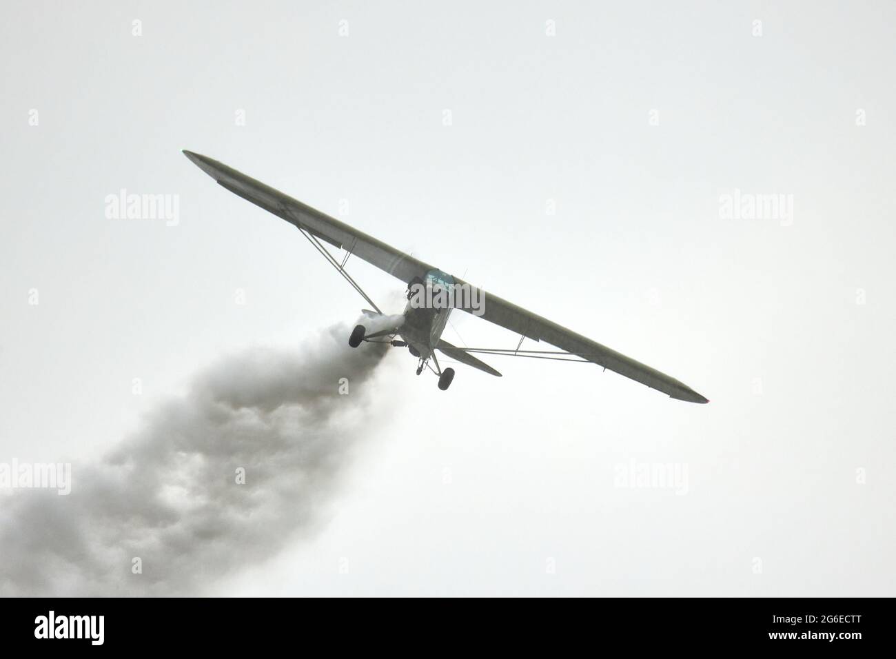 Single engine historic private airplane Piper Club, during airshow Fly ...