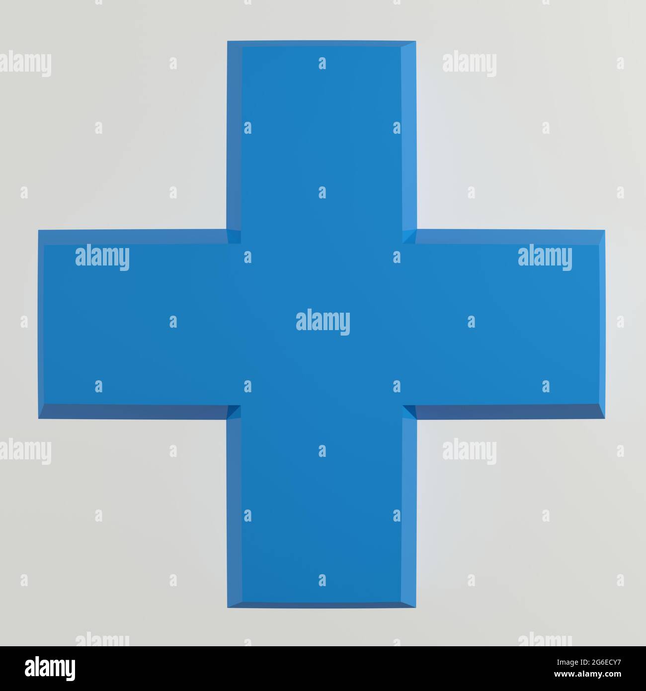 Blue shiny cross on white background - 3D rendering illustration Stock ...