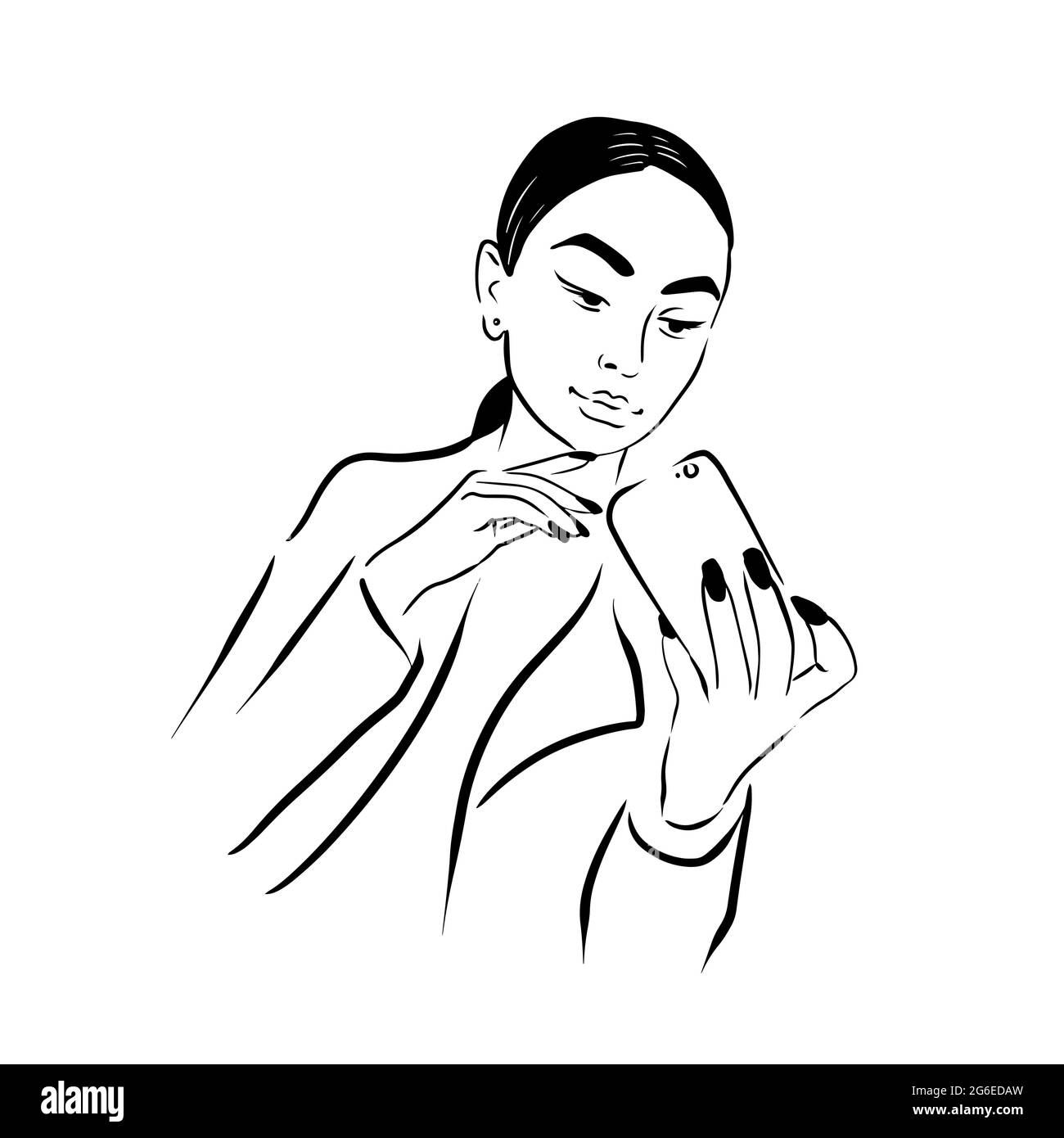 A Girl Takes A Selfie Vector Illustration Stock Vector Image And Art Alamy