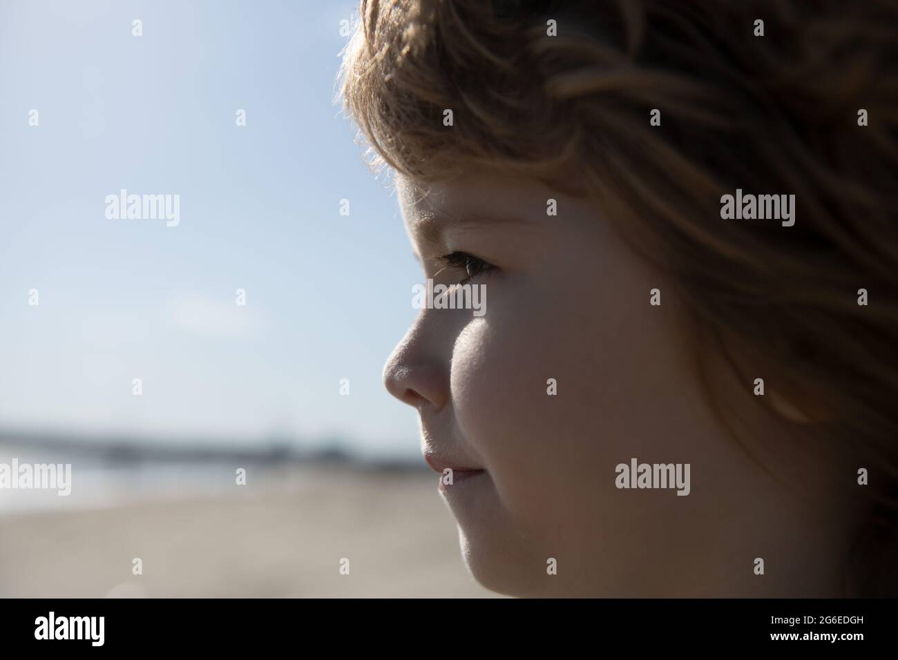 Caucasian child profile portrait close up. Kids face Stock Photo - Alamy