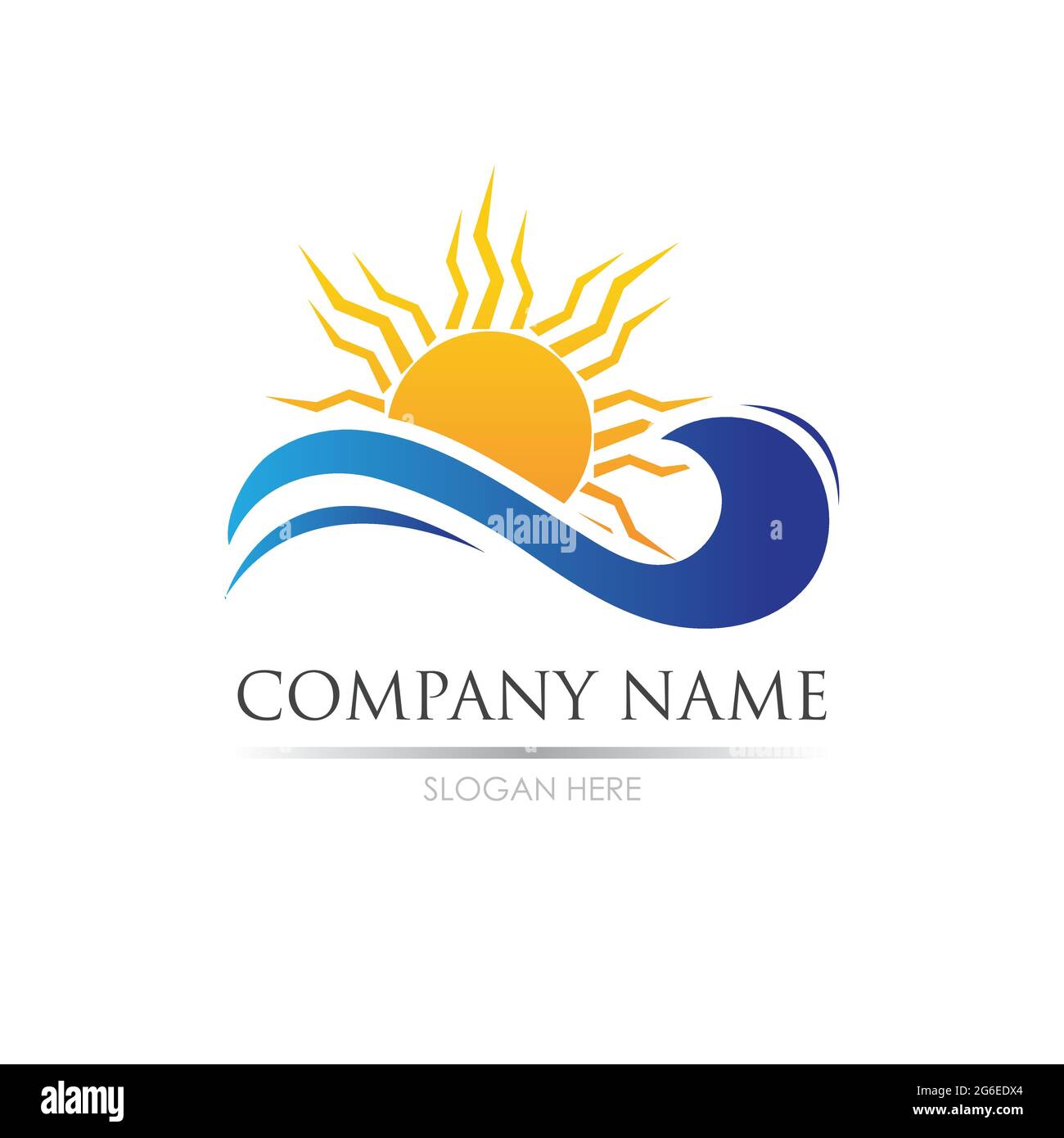 sea Water wave and sun icon vector illustration design logo - Vector ...