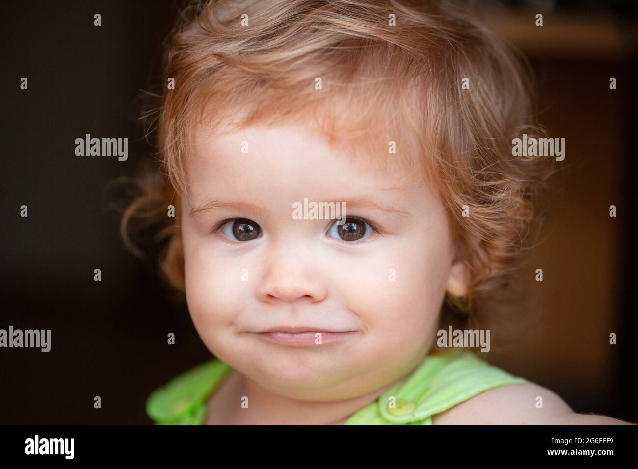 Portrait of baby. Concept of kids face close-up. Head shoot children ...