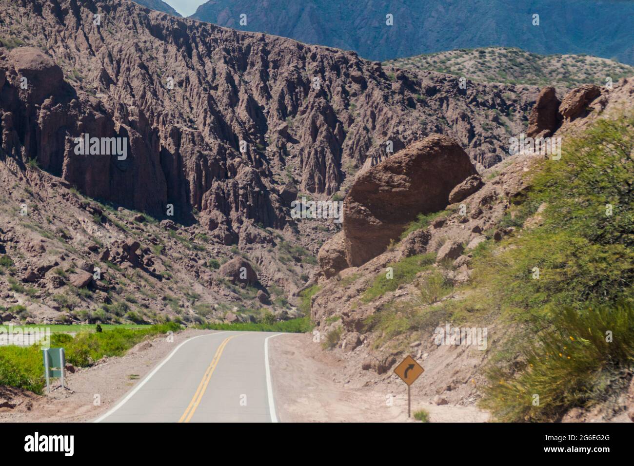 Road through Quebrada de Cafayate valley, which is full of colorful ...