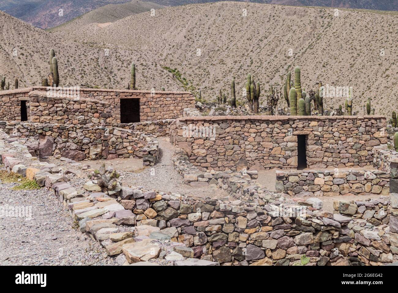 Ruins of pre-Columbian fortification Pucara near Tilcara village in ...