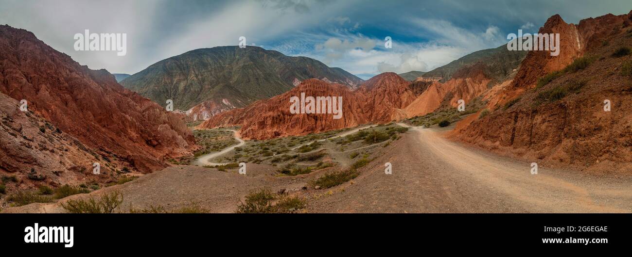 Colorful rock formations near Purmamarca village (Quebrada de Humahuaca ...