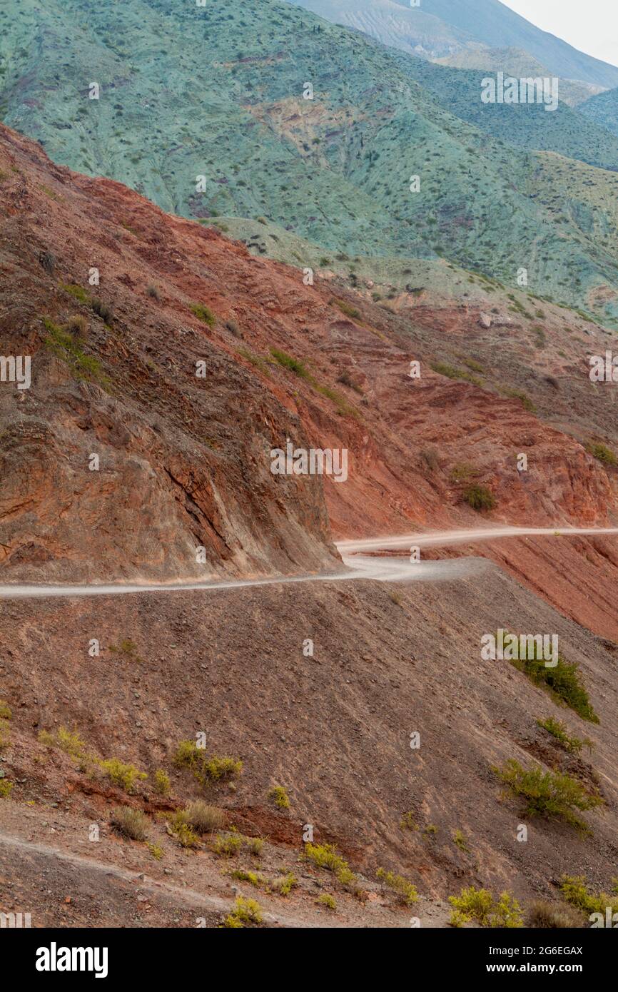 Colorful rock formations near Purmamarca village (Quebrada de Humahuaca ...