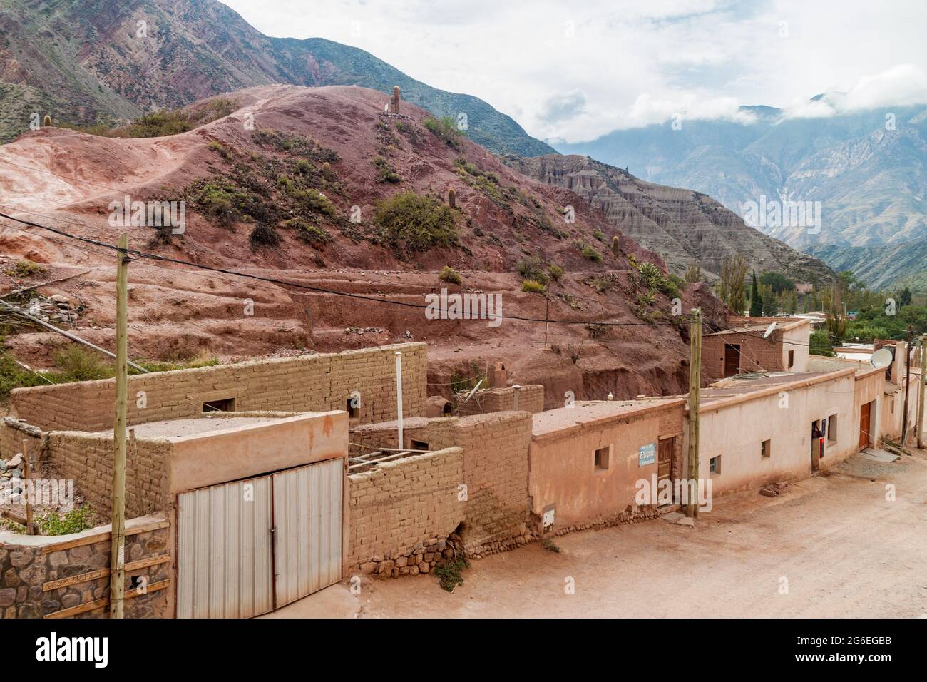 Street in Purmamarca village (Quebrada de Humahuaca valley), Argentina ...